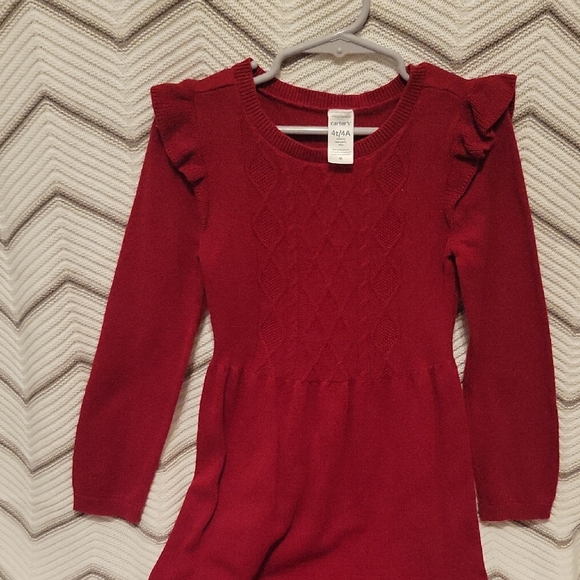Carter's | Dresses | Carters Red Knit Dress With Ruffled Shoulders ...